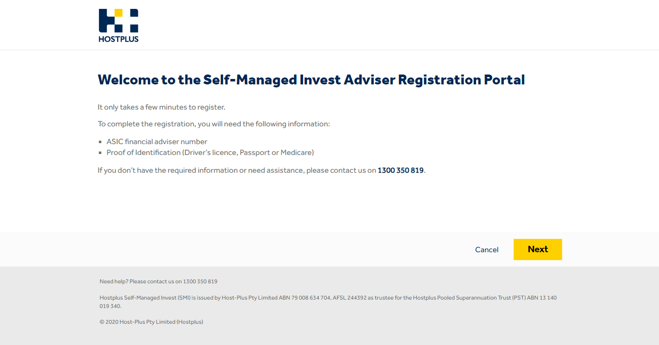 Hostplus Principle Adviser Registration