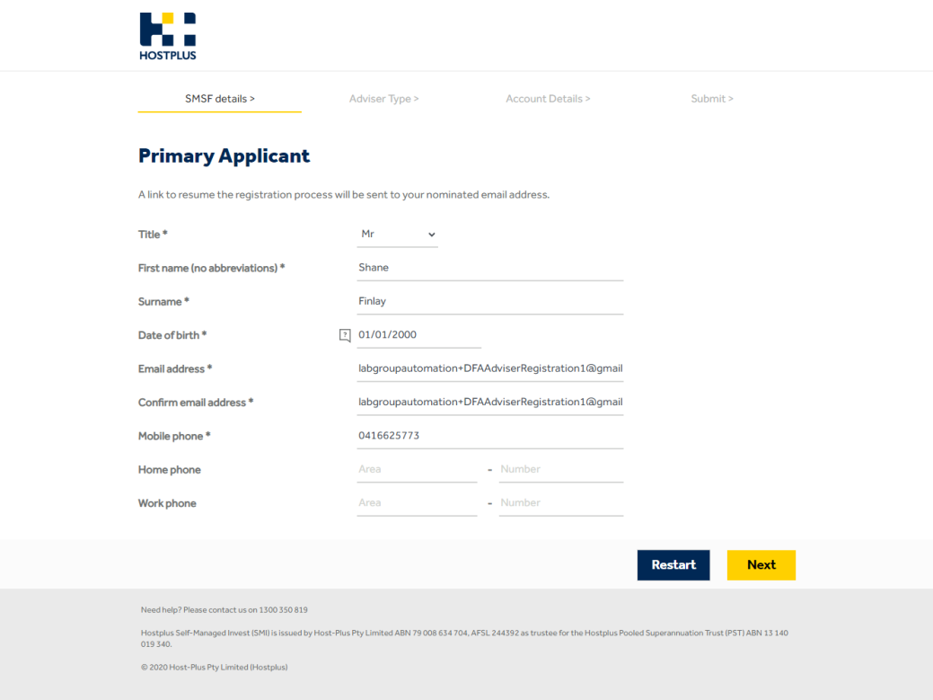 Hostplus Principle Adviser Registration